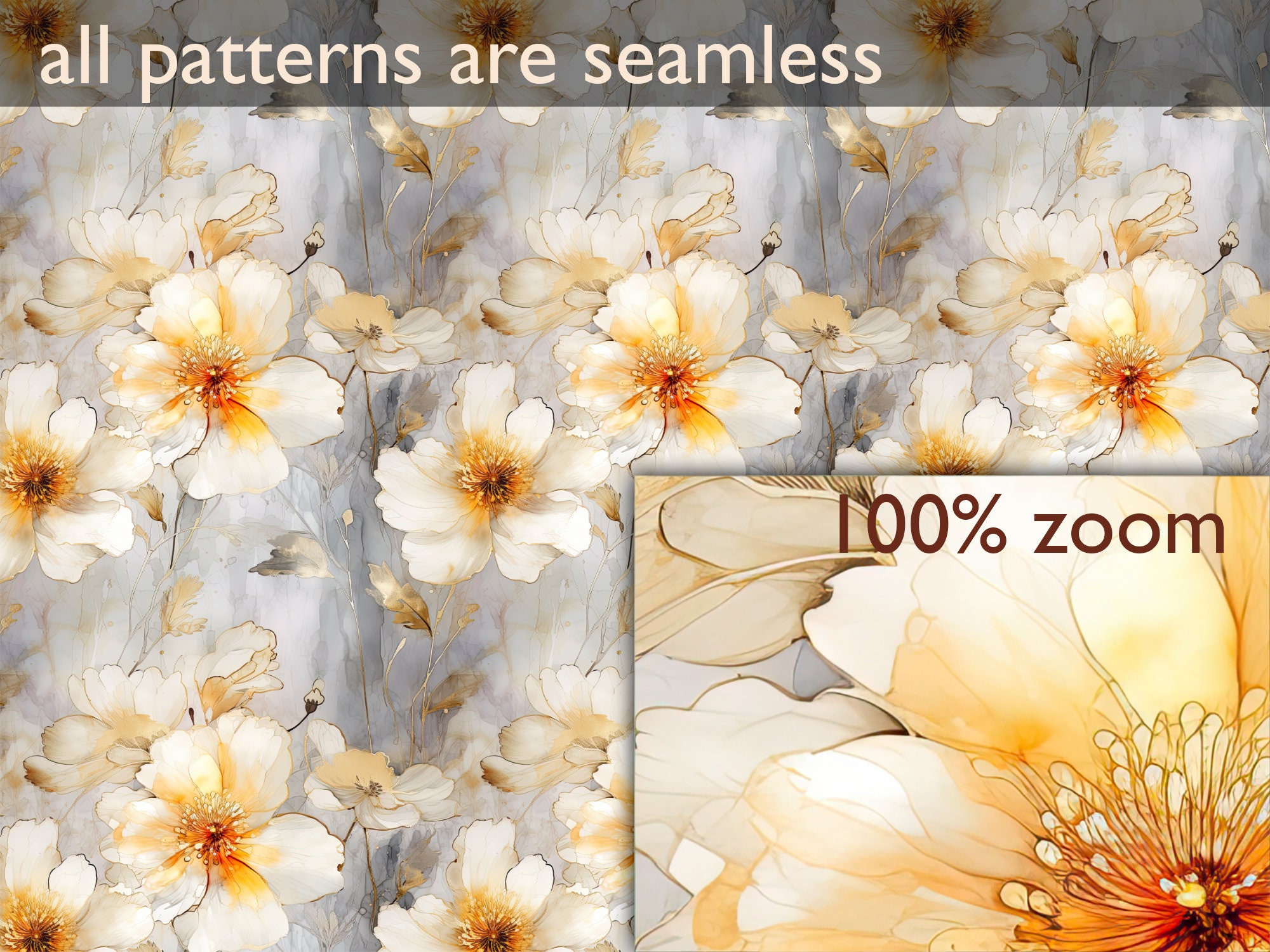 Watercolor Flowers Seamless Patterns: 10 Floral JPG Backgrounds ...