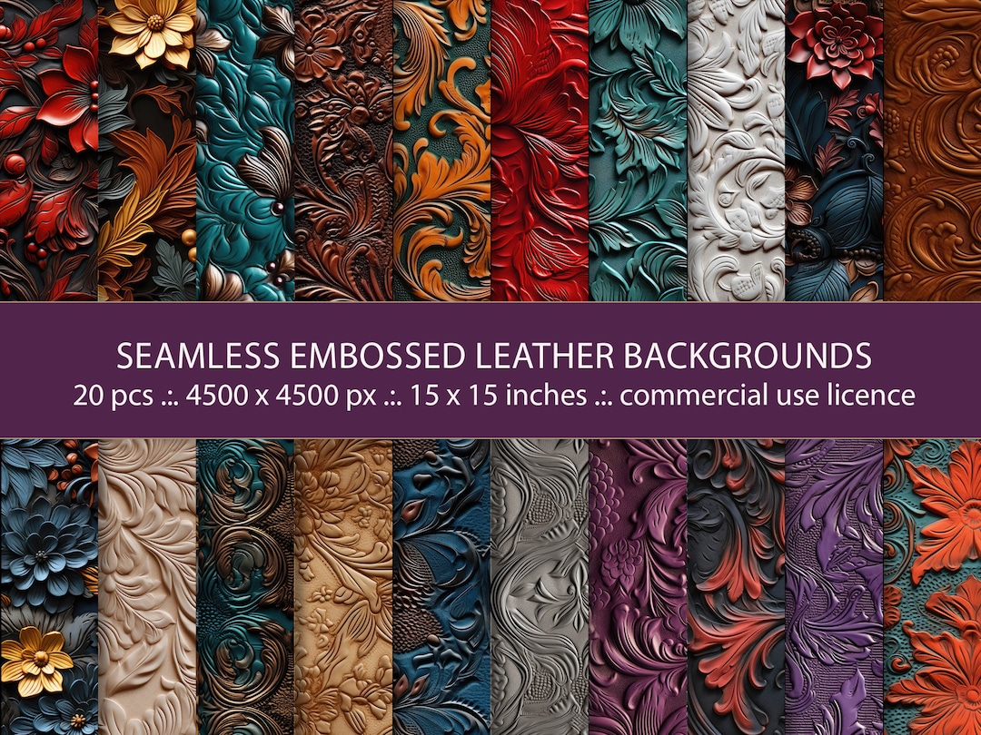 Floral Embossed Leather Digital Paper: Western Textures (digital ...