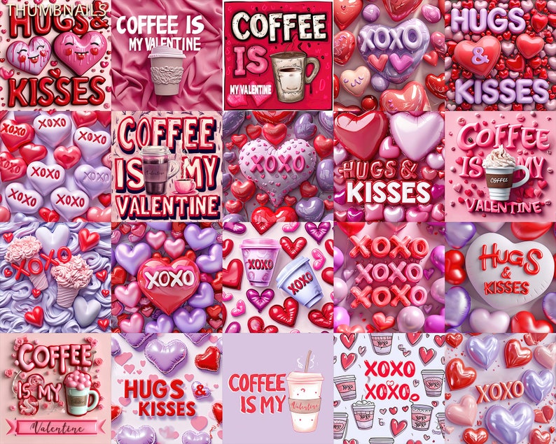 Inflated Puffy Valentine's Day Backgrounds 3D Love Textures in Funky ...