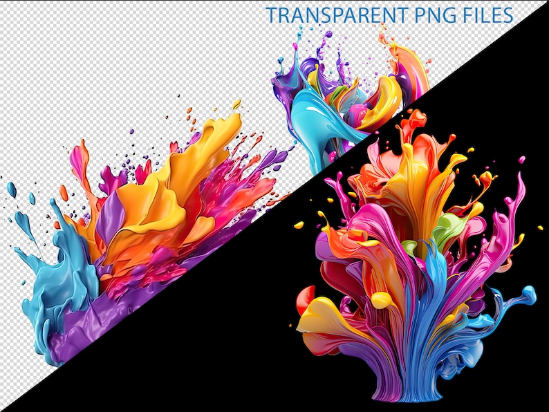 Transparent PNG Watercolor Rainbow Liquid Splash Clipart, Colorful ...