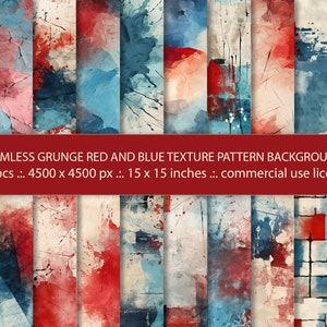20 Seamless Red and Blue Abstract Grunge Texture, Seamless Decorative ...