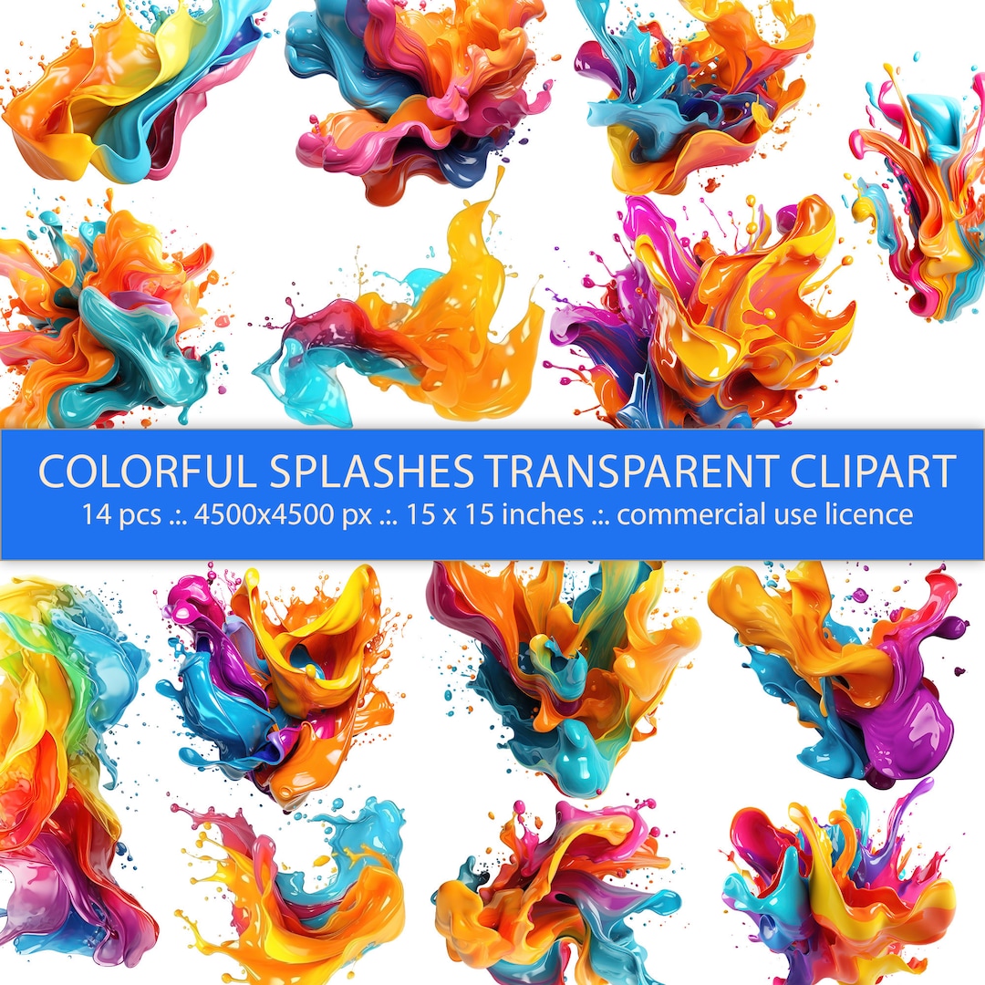 Vibrant Color Splash Transparent PNG Bundle - Abstract Colorful Oil ...