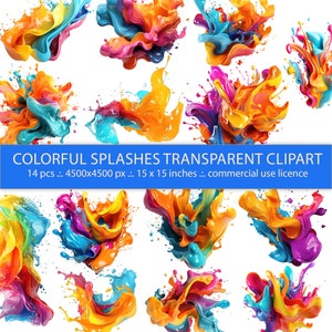 Vibrant Color Splash Transparent PNG Bundle - Abstract Colorful Oil ...