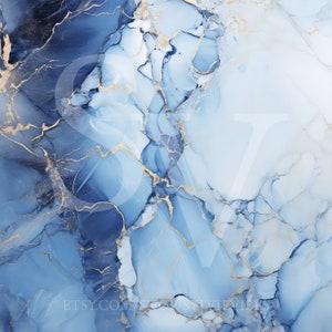 Blue Marble Texture Background: Silver Veins, Luxury Stone (digital ...