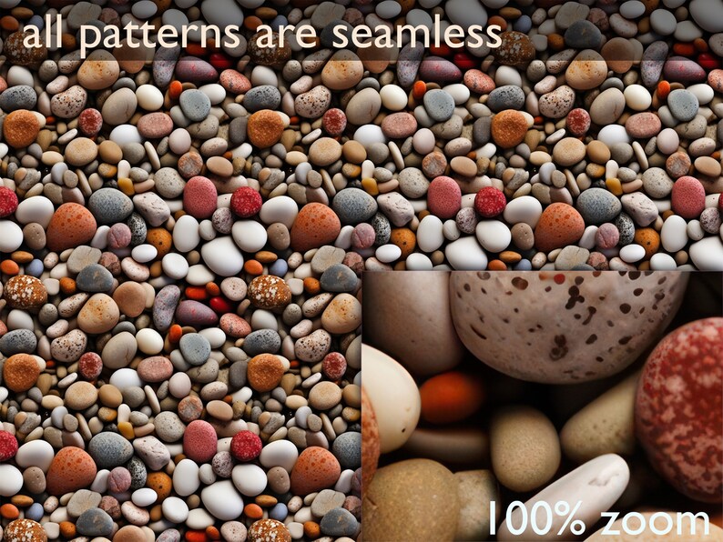 20 Seamless Natural Stones Pattern Backgrounds, Pebbles Texture Design ...