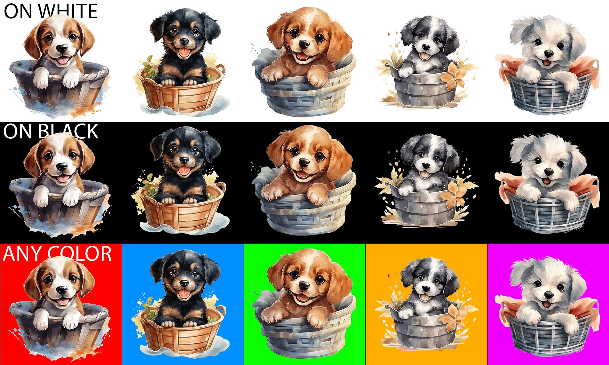 Watercolor Puppy Clipart Bundle 10 PNG Cute Puppy in - Etsy Canada