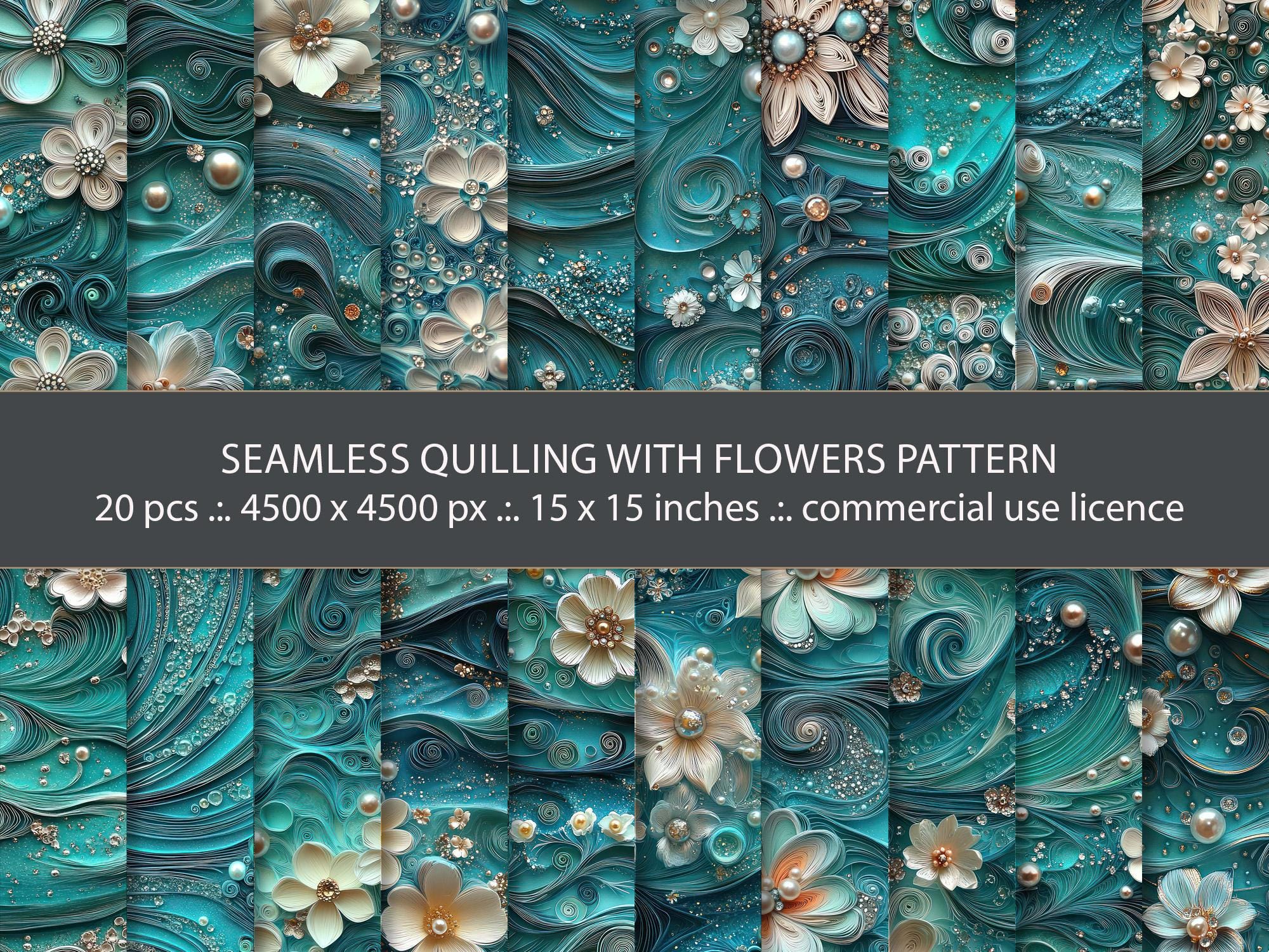 Floral Pattern: Embossed Flowers, Jewelry & Pearls (digital Download ...