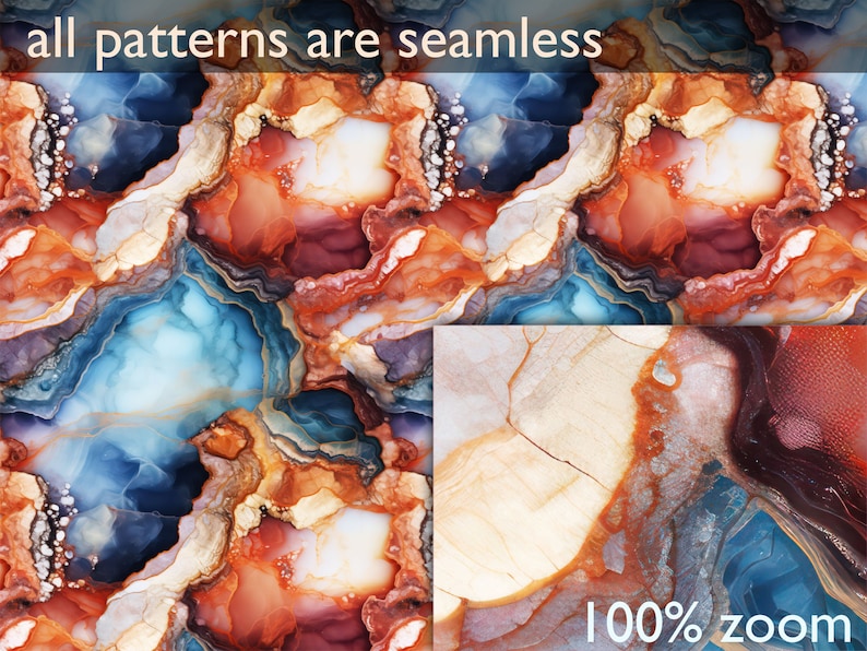 20 Seamless Geothermal Mineral Pattern Backgrounds, Geode Structure ...