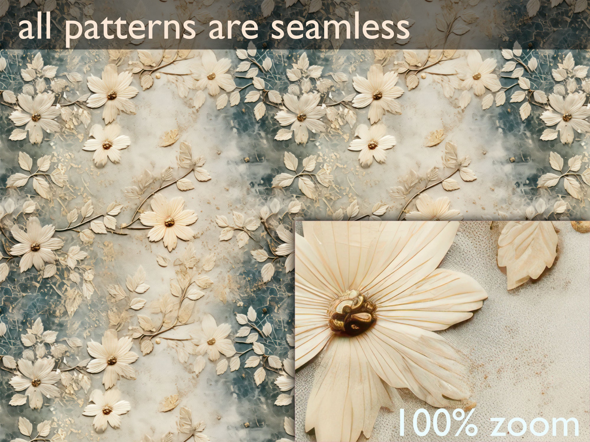 20 Seamless Vintage Flower Scrapbook Paper Backgrounds, Seamless ...