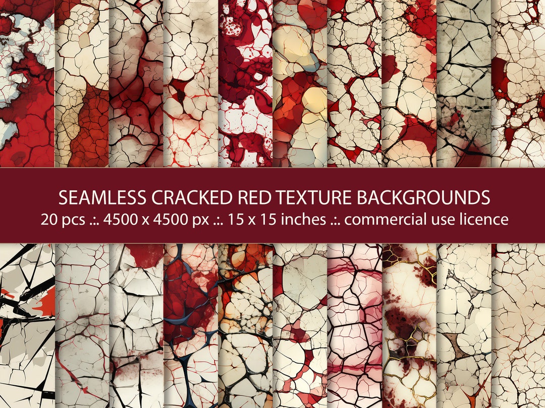 20 Seamless Cracked Red Texture Backgrounds, Grunge Bloody Texture ...