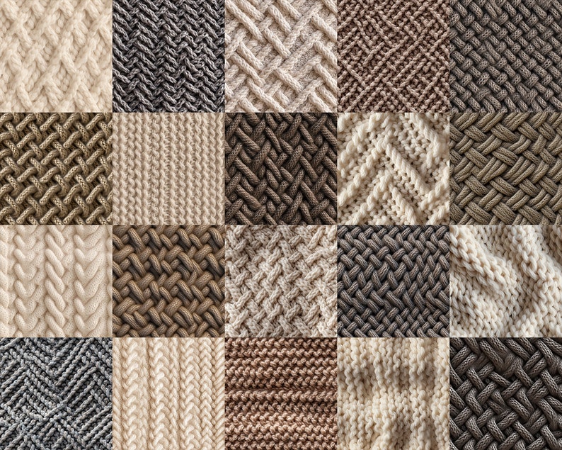 20 Seamless Knitted Wool Texture Backgrounds, Crochet Wool Pattern ...