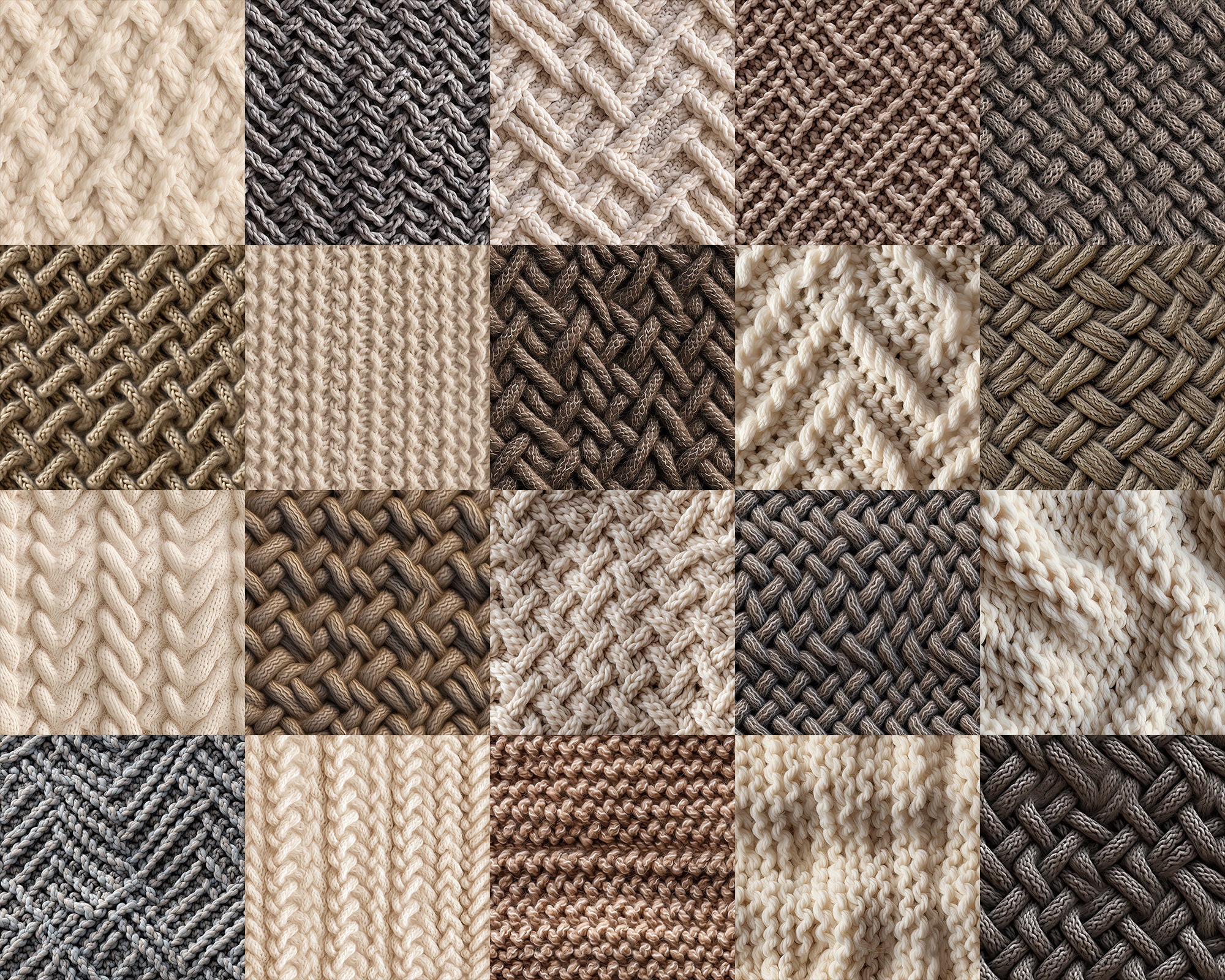 20 Seamless Knitted Wool Texture Backgrounds, Crochet Wool Pattern ...