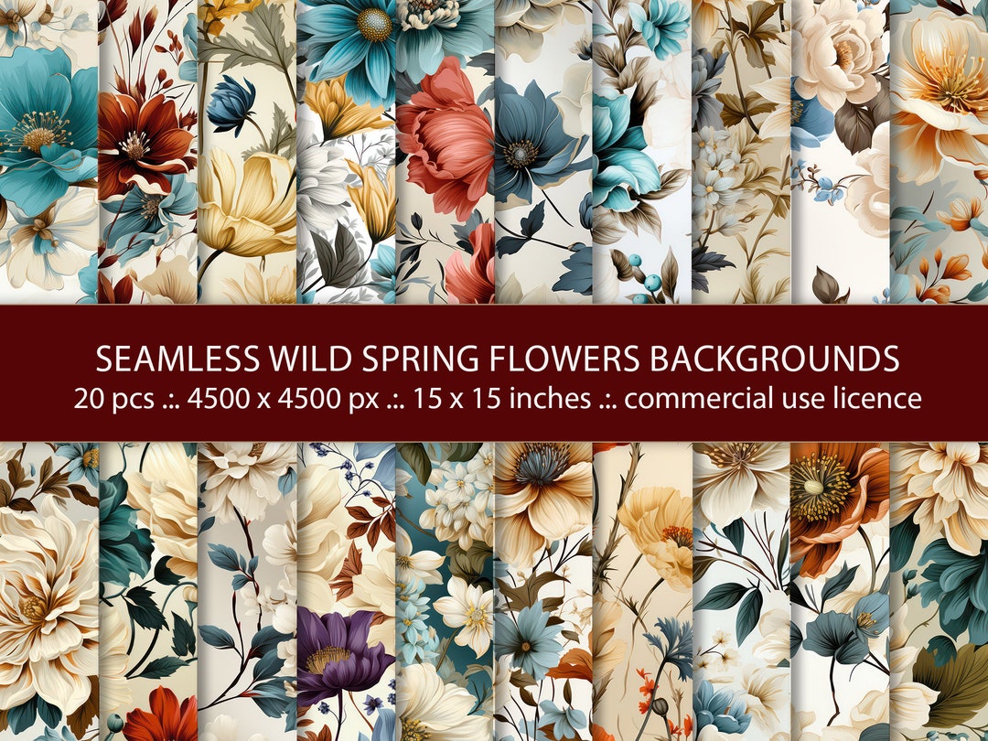 20 Seamless Wild Spring Flowers Backgrounds, Seamless Backgrounds for ...