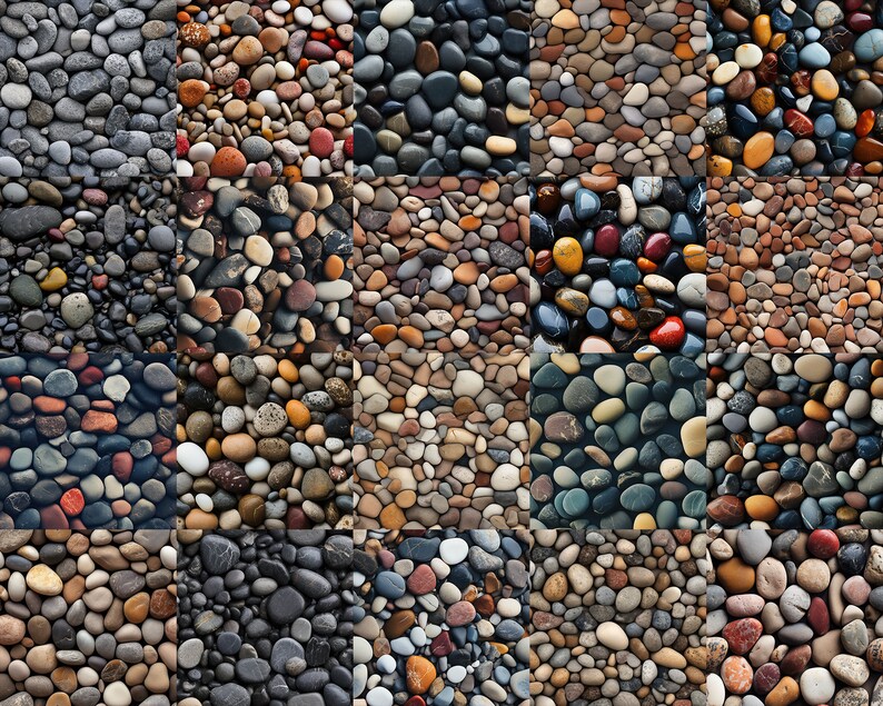 20 Seamless Natural Stones Pattern Backgrounds, Pebbles Texture Design ...