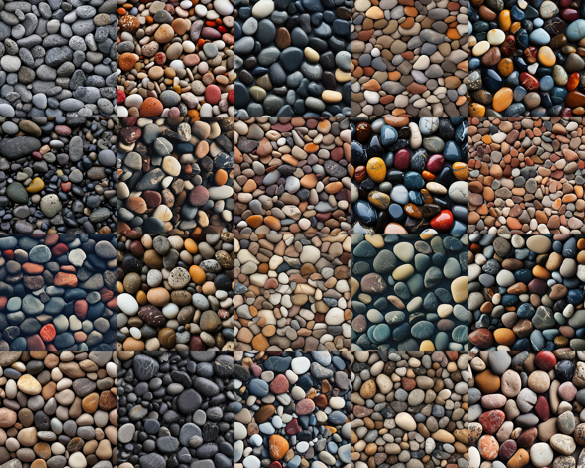 20 Seamless Natural Stones Pattern Backgrounds, Pebbles Texture Design ...