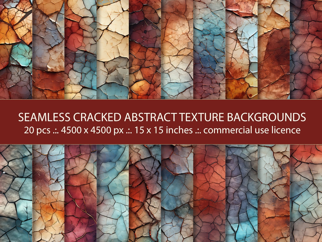 20 Seamless Cracked Abstract Texture Backgrounds, Colorful Vintage ...