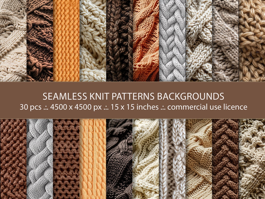 Seamless Sweater Textures Digital Papers Set of 30 - Cozy Knitted ...