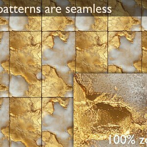 30 Seamless Vintage Gold Patterns, Grunge Textures Golden Backgrounds ...