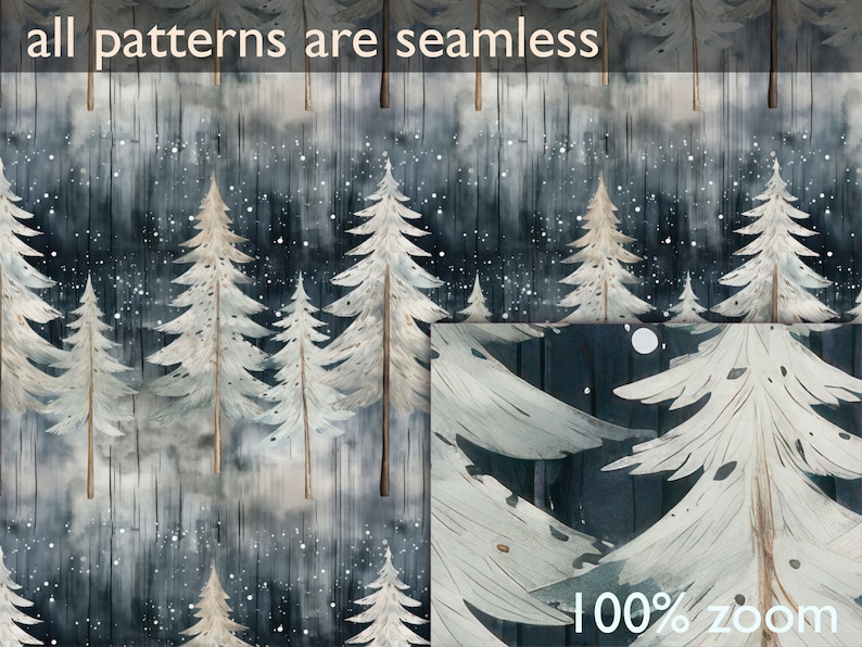 26 Seamless Winter Christmas Backgrounds With Trees, Seamless Pattern ...