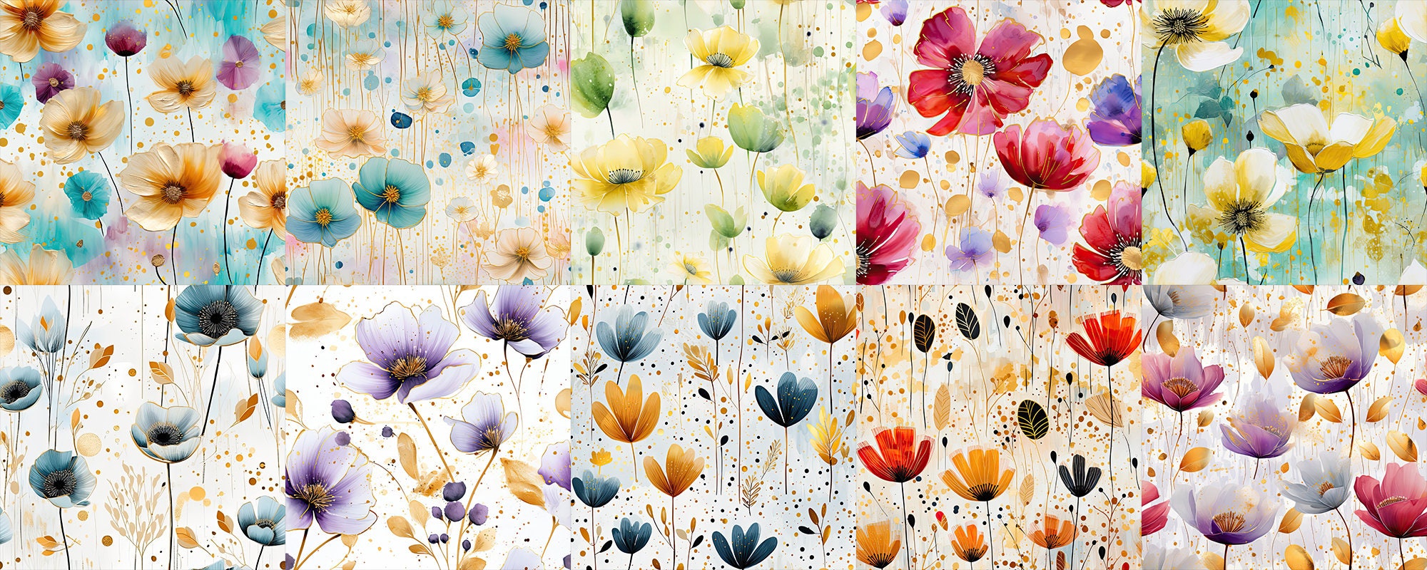 Seamless Watercolor Flowers Pattern Background, Spring Decorative ...
