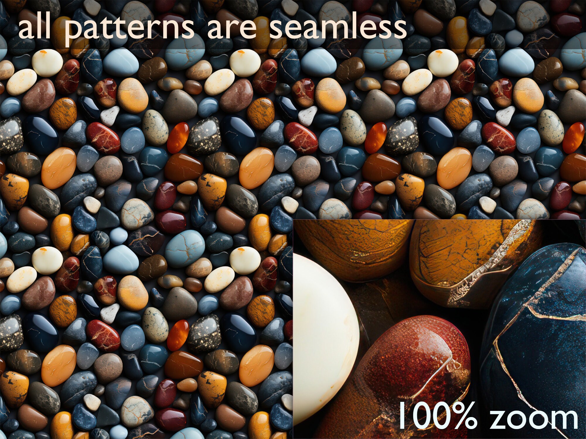 20 Seamless Natural Stones Pattern Backgrounds, Pebbles Texture Design ...