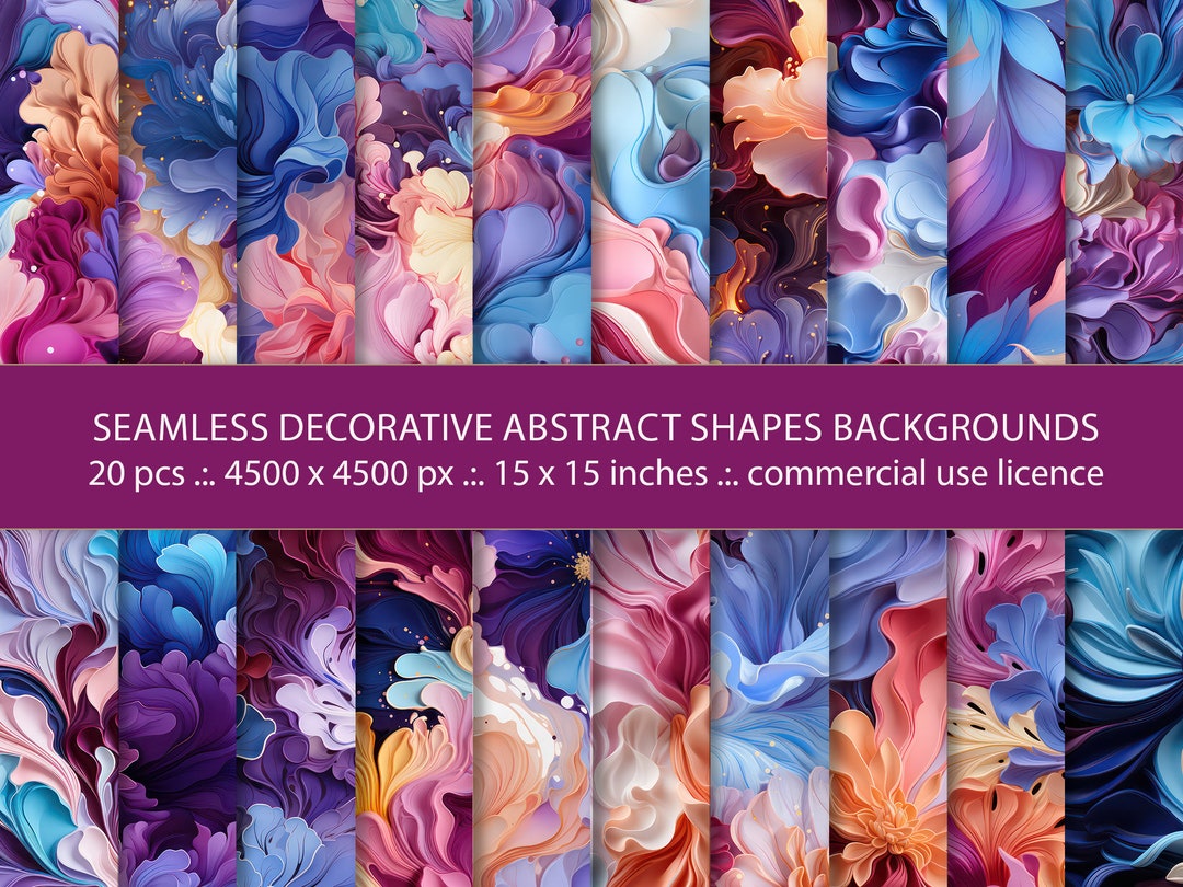 20 Seamless Decorative Abstract Shapes Backgrounds, Seamless Pattern ...