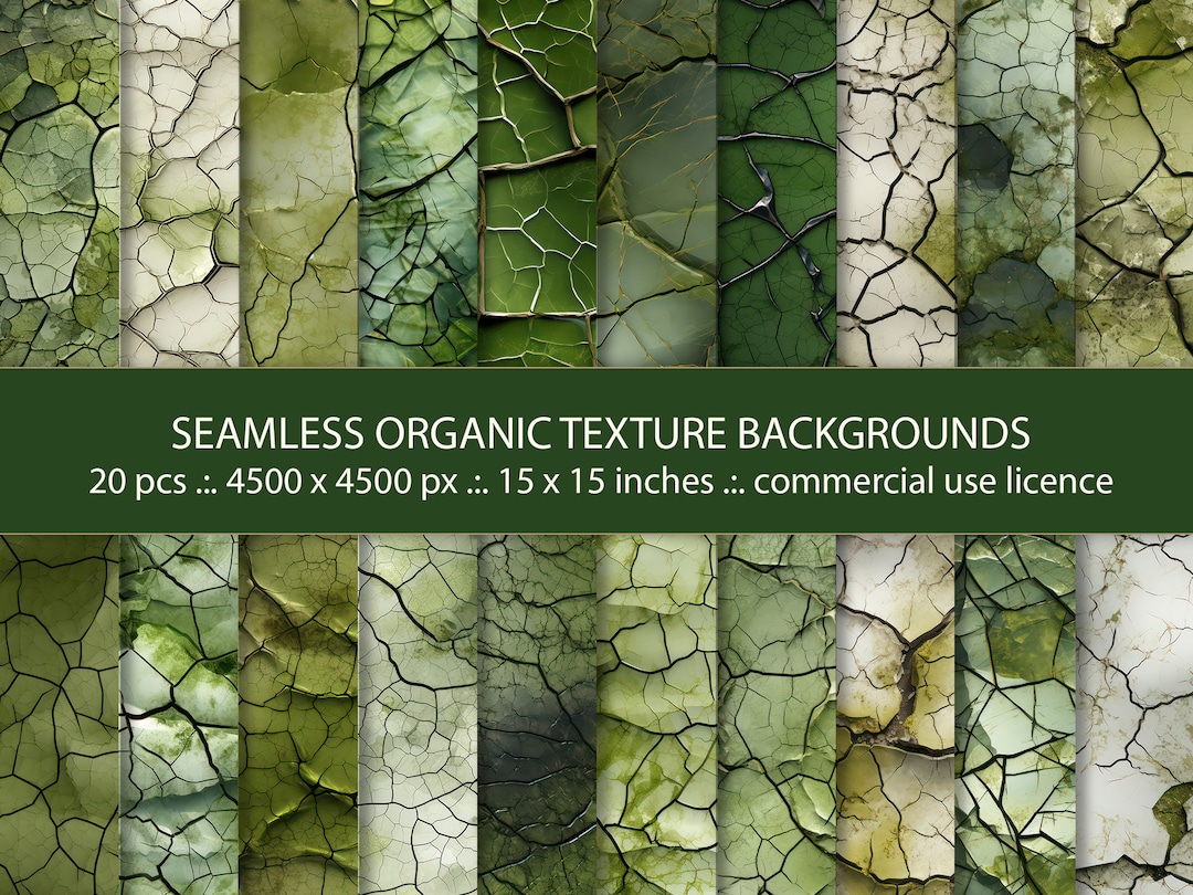 20 Seamless Organic Texture Background, Cracked Botanical Design ...