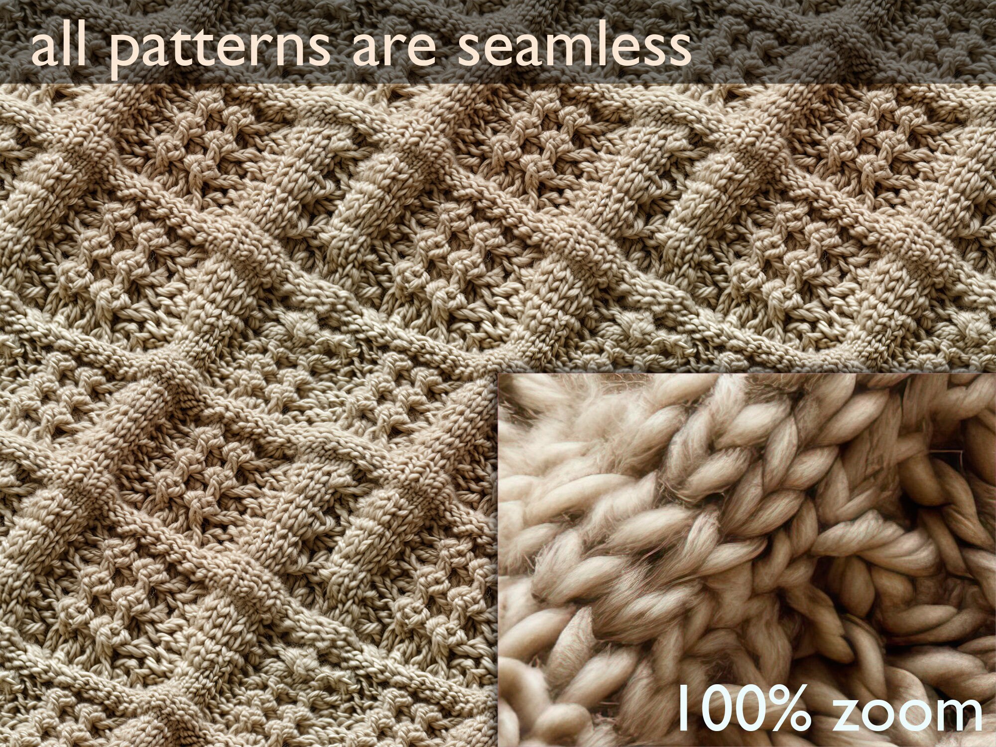 Seamless Sweater Textures Digital Papers Set of 30 Cozy Knitted ...