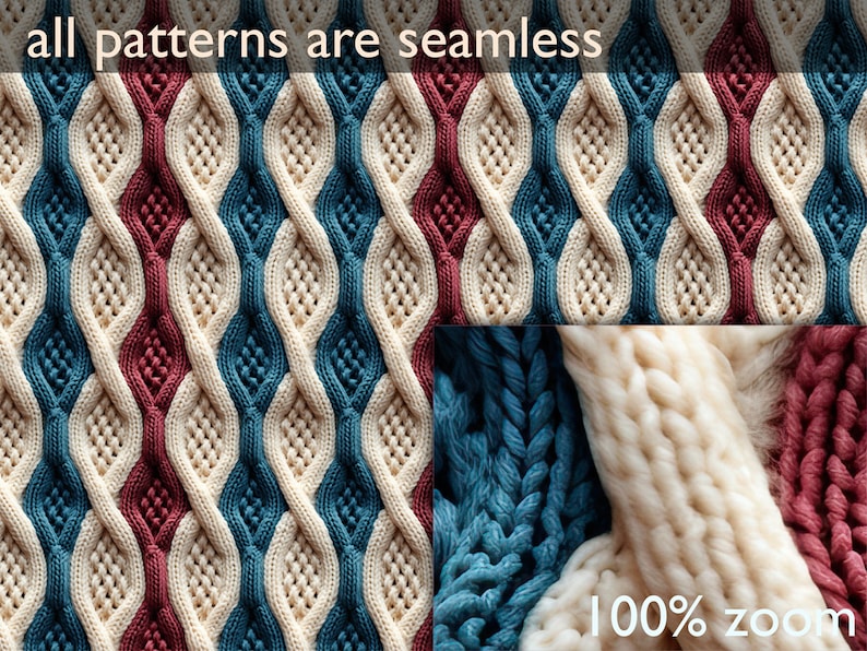 20 Seamless Knitted Wool Texture Backgrounds, Knit Digital Paper Pack ...
