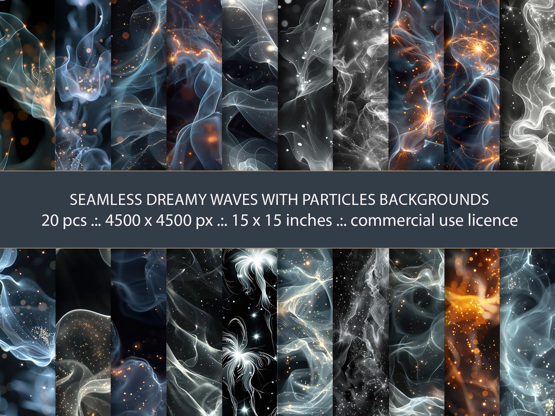 20 Seamless Dreamy Waves With Particles Backgrounds, Abstract Shapes ...