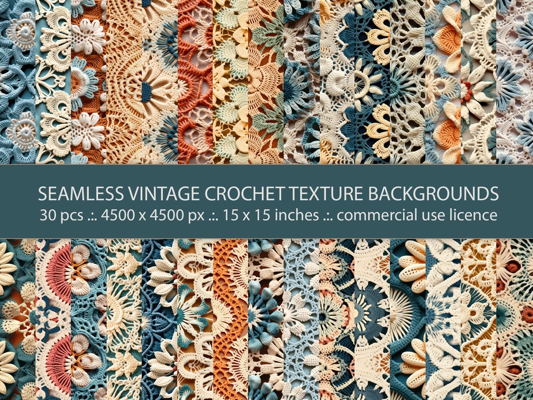 Vintage Crochet Texture Backgrounds: 30 Seamless Knit Patterns ...