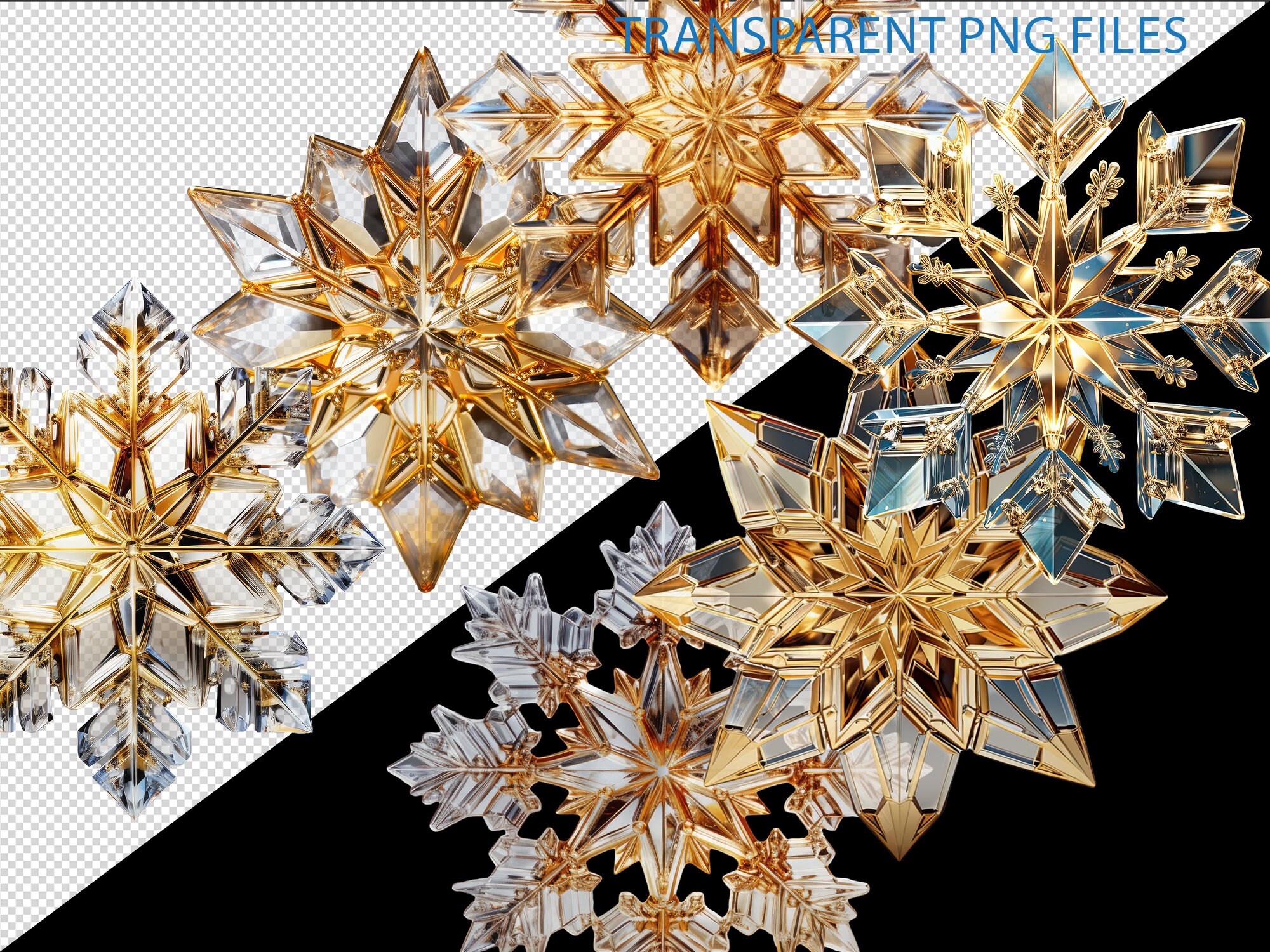 50 High-resolution Snowflake Clipart PNG Files Winter - Etsy