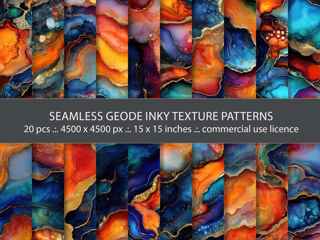 20 Seamless Geothermal Mineral Pattern Backgrounds, Geode Structure ...