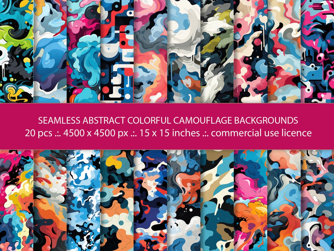 20 Seamless Abstract Camouflage Digital Paper,different Designs,army ...