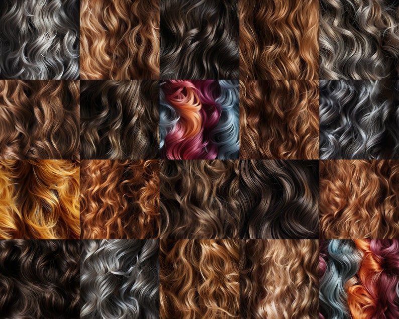 Seamless Hair Texture Backgrounds: Salon & Stylist Designs (JPG Digital ...