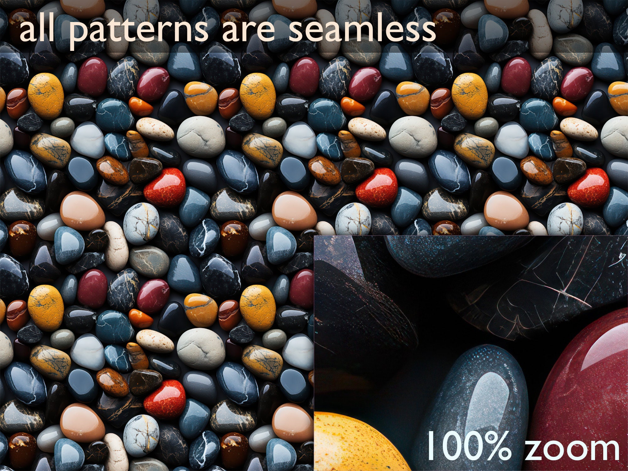 20 Seamless Natural Stones Pattern Backgrounds, Pebbles Texture Design ...