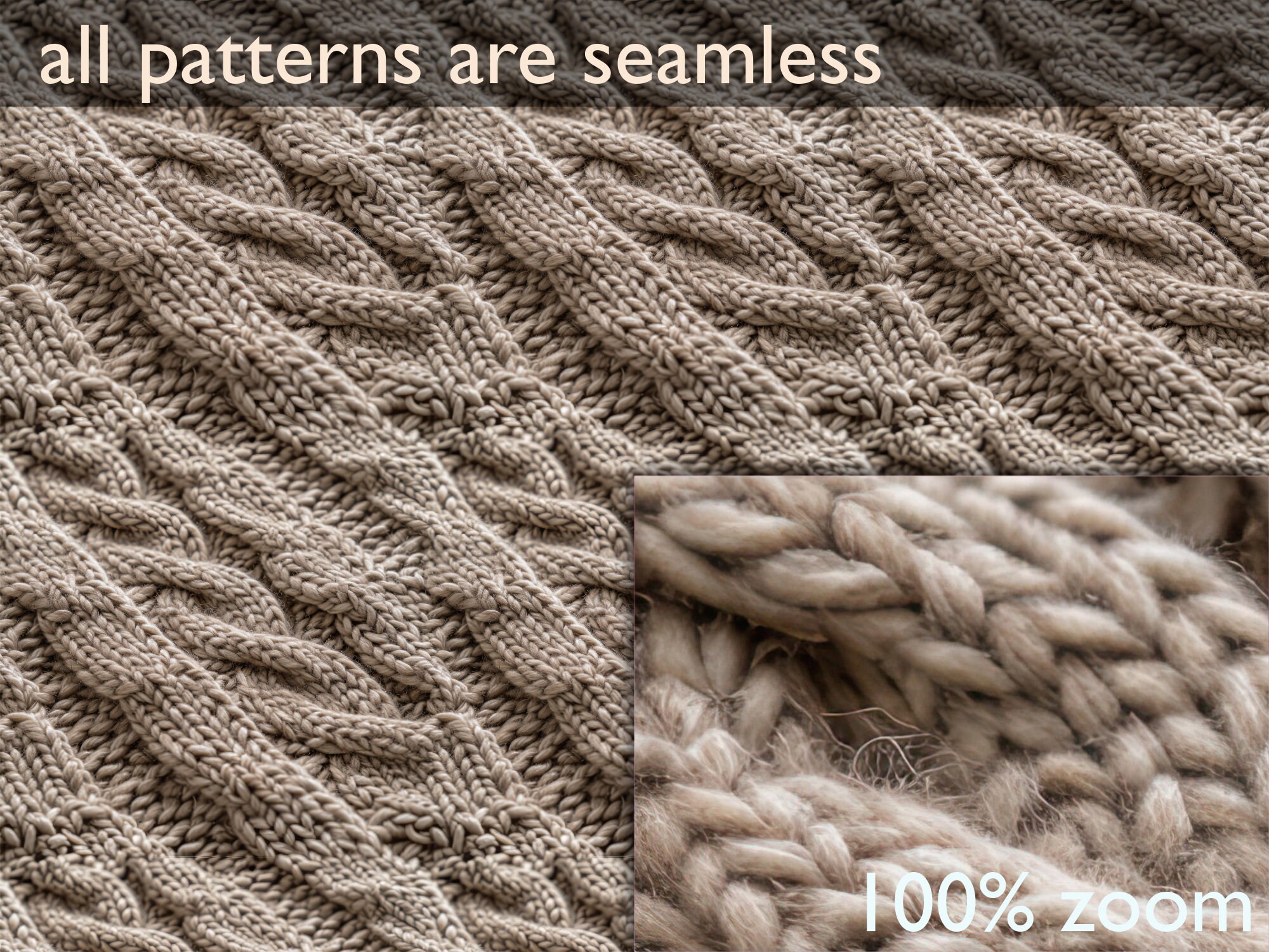 Seamless Sweater Textures Digital Papers Set of 30 Cozy Knitted ...
