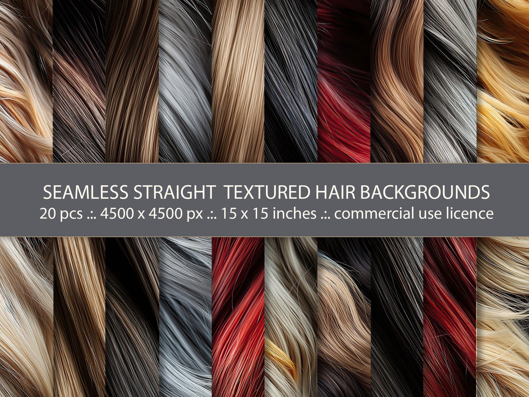 20 Seamless Straight Textured Hair Backgrounds, Chic Hair Textures Set ...