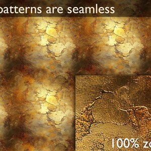 30 Seamless Vintage Gold Patterns, Grunge Textures Golden Backgrounds ...