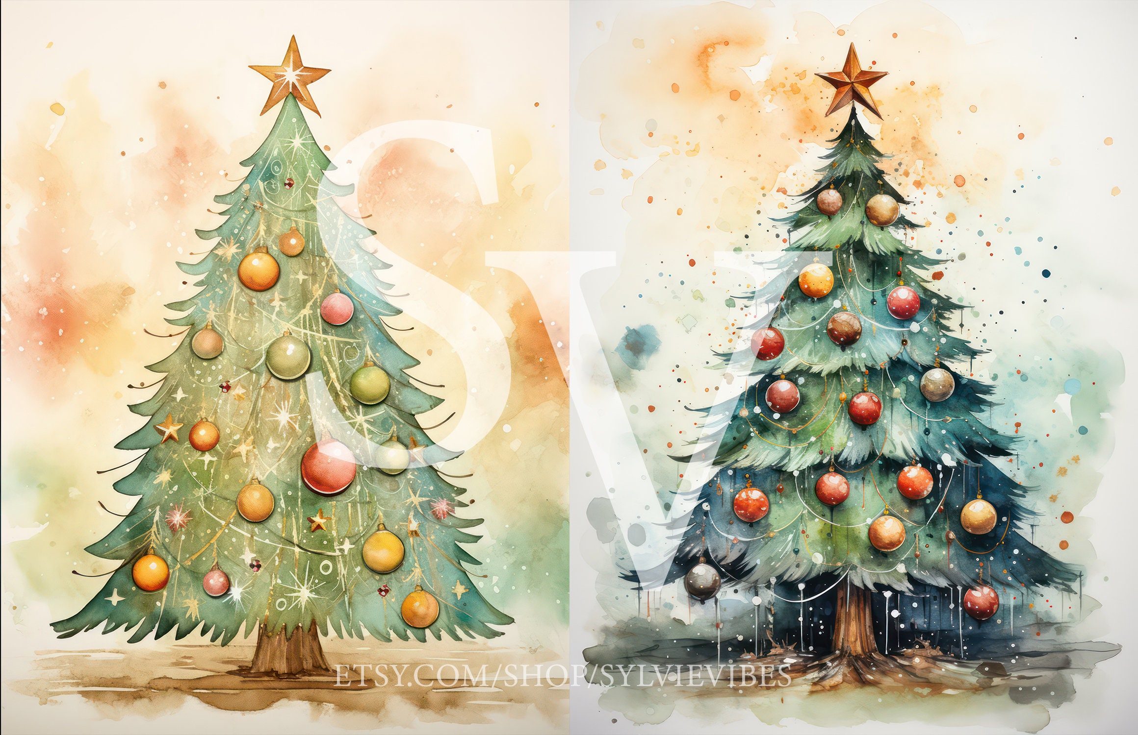 20 Vintage Christmas Tree Junk Journal Pages Backgrounds, Decorative ...