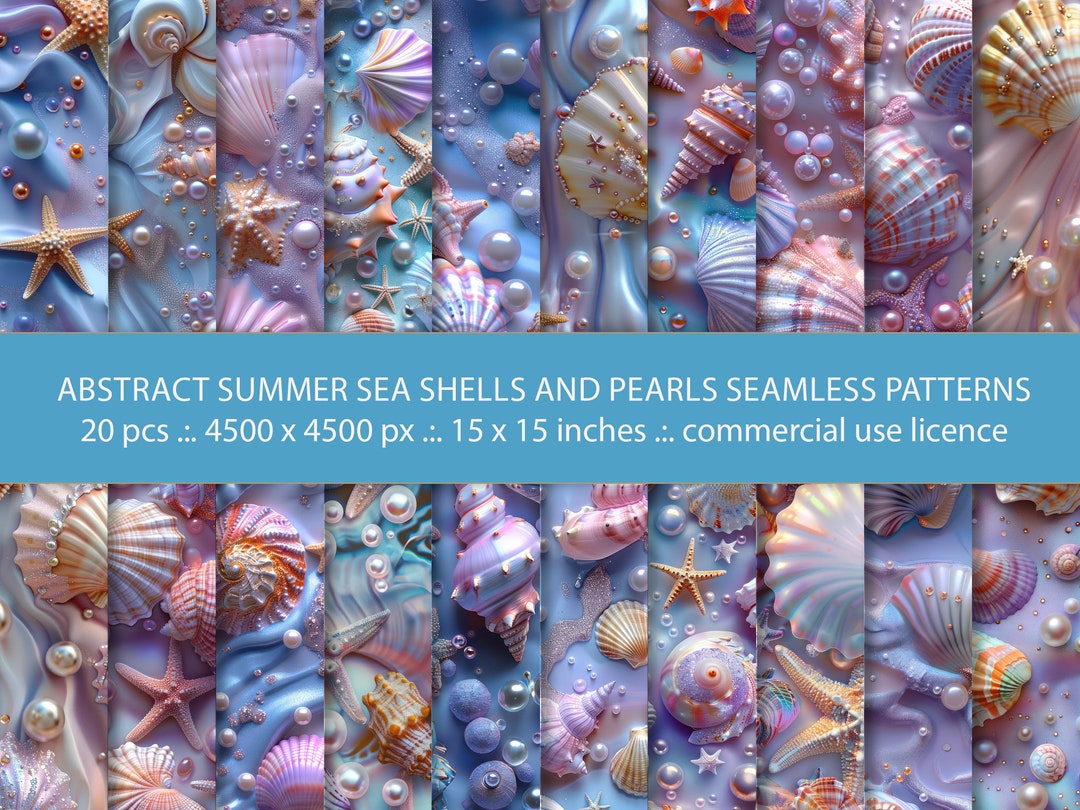 Magical Fantasy Seashell Patterns - Summer Beach and Sea Digital Paper ...