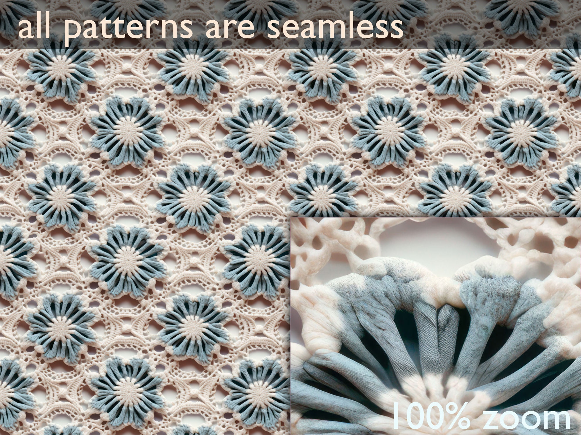 30 Seamless Vintage Crochet Texture Backgrounds, Knit Pattern ...