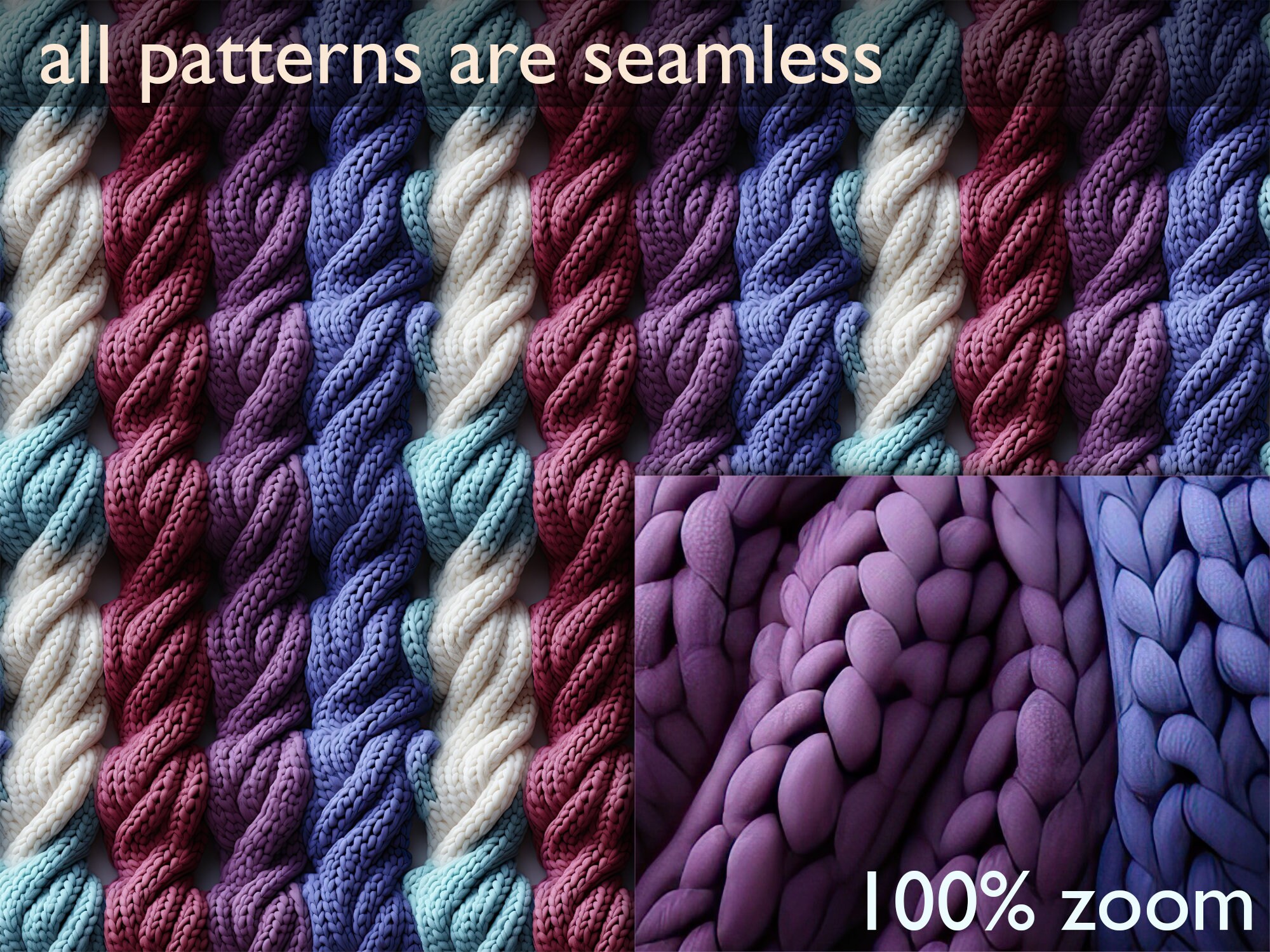 20 Seamless Knitted Wool Texture Backgrounds, Knit Digital Paper Pack ...