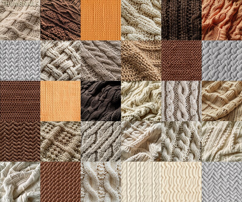 Seamless Sweater Textures Digital Papers Set of 30 - Cozy Knitted ...
