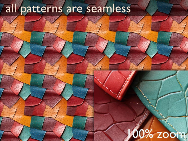 Vivid Multicolored Embossed Leather Patterns Set of 20 Seamless JPG ...
