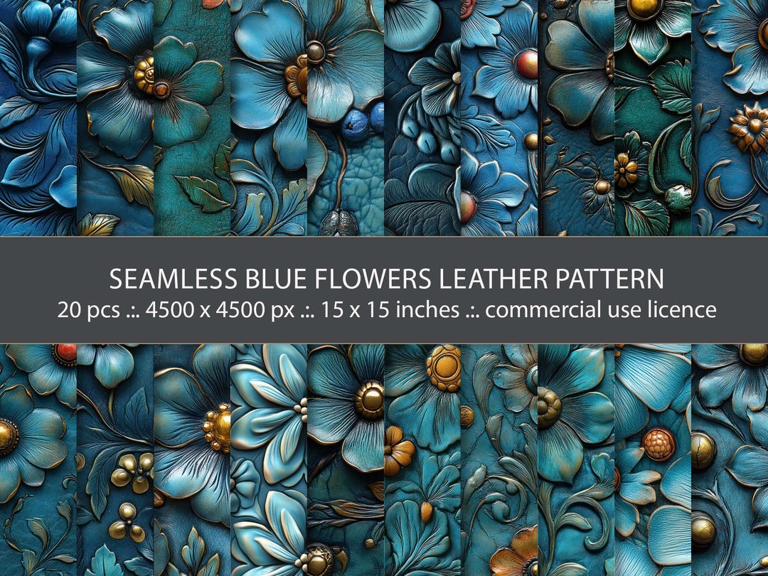20 Seamless Decorative Vintage Leather Flowers, Seamless Floral Pattern ...