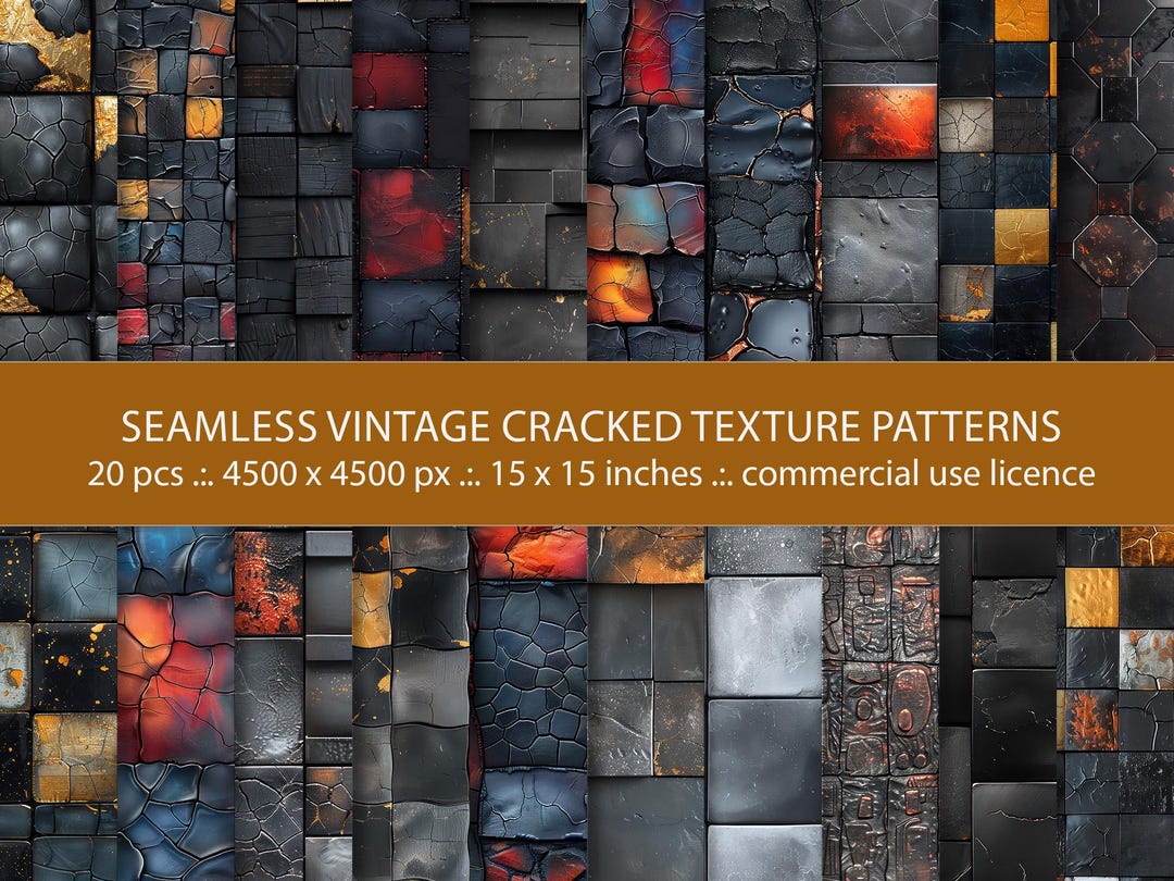 20 Seamless Vintage Abstract Cracked Texture Dark Pattern, Digital ...