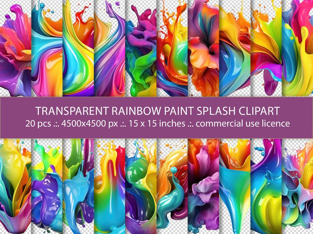Colorful Paint Splashes PNG Clipart | Set of 20 Transparent Watercolor ...