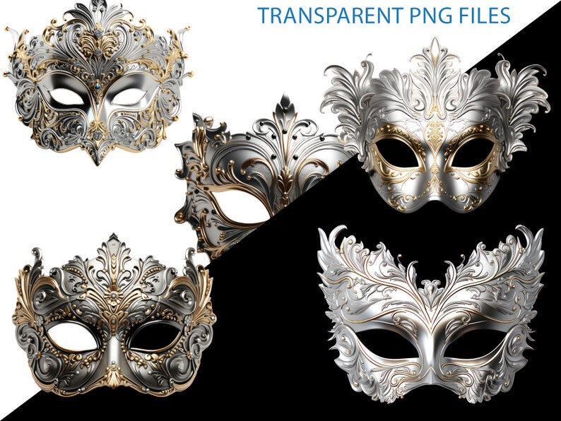 Venetian Carnival Masks Clipart: 20 Transparent PNG Masquerade Designs ...