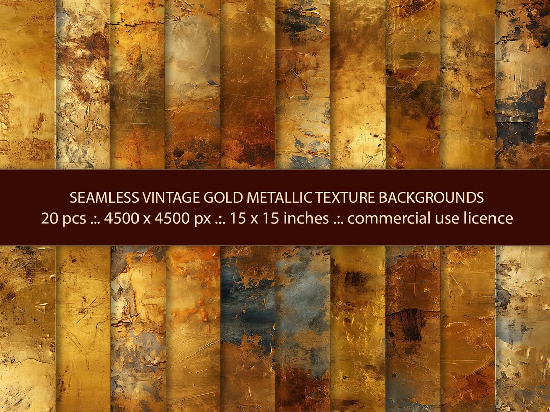 20 Seamless Vintage Gold Metallic Texture Backgrounds, Golden Paint Old ...